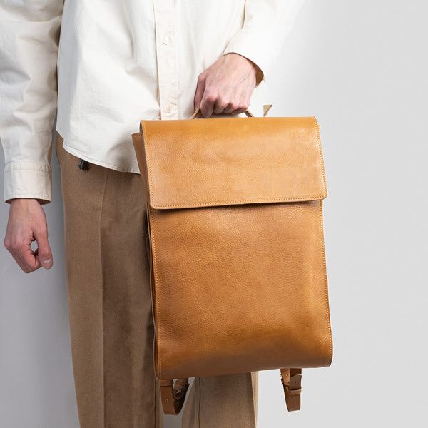 Timeless Tan Leather Laptop Backpack | The Minimalist – Geometric Goods
